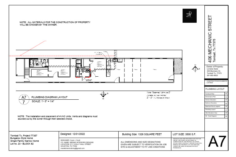 406 Mechanic Street Construction Documents-A7-PLUMBING DIAGRAM | PDF | Bedroom | Bathroom