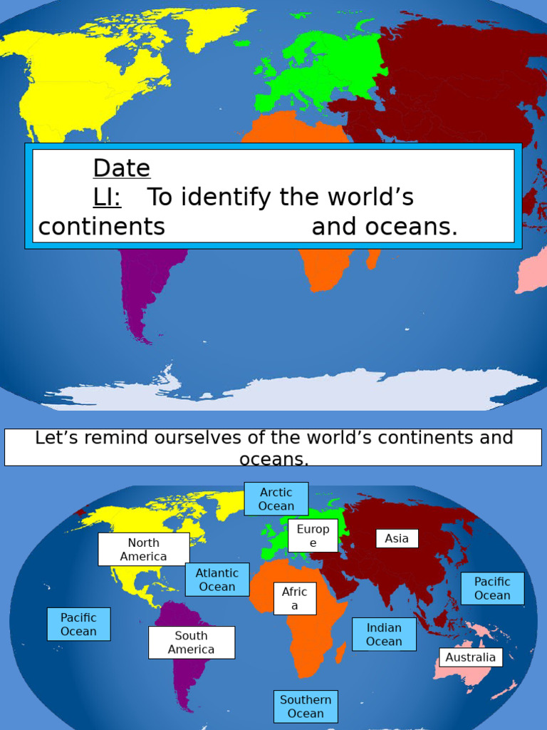 Identifying World Continents and Oceans Presentation | PDF | Continent ...