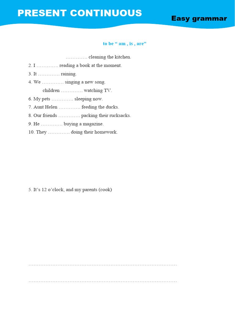 PRESENT CONTINOUS- WORKSHEET 1 | PDF