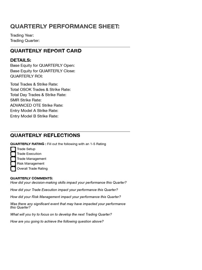 Quarterly Performance Sheet | PDF
