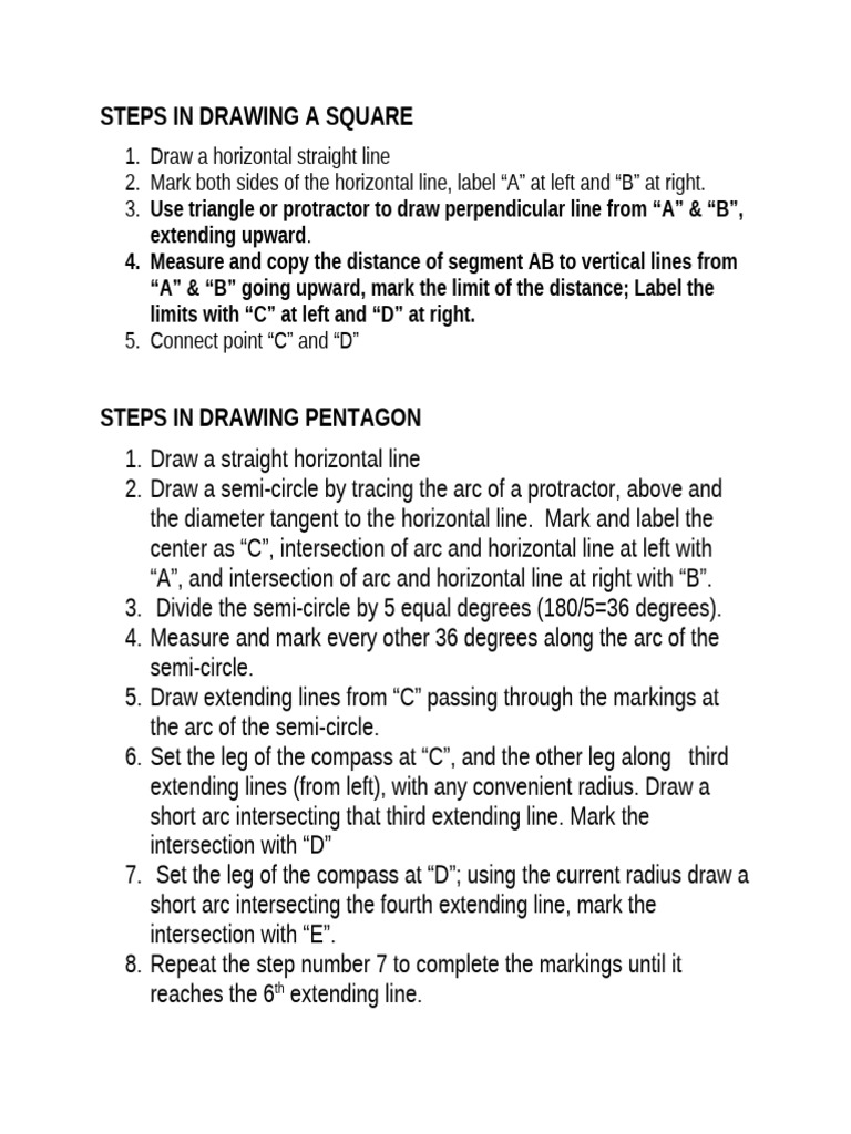 STEPS IN DRAWING A SQUARE | PDF