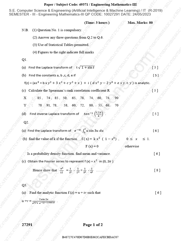 Em-Iii - May - 2023 (Rev-2019-C Scheme) | PDF | Probability Theory ...