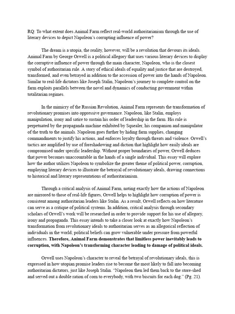 Animal Farm - EE Draft 2500 | PDF