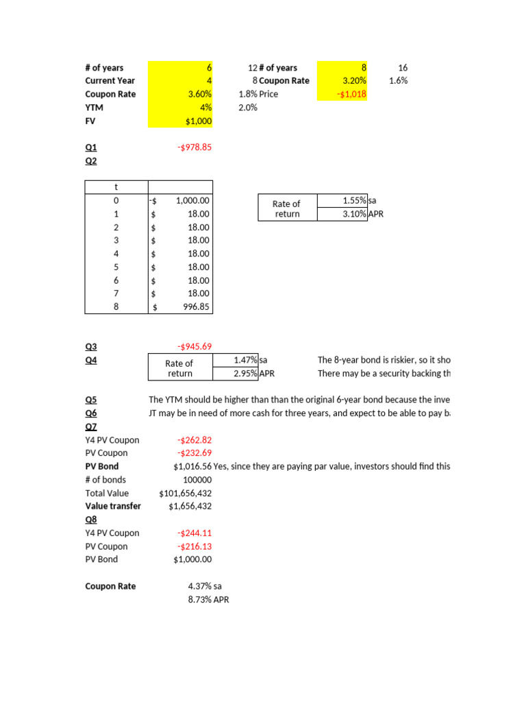Bond Exercises 2020 | PDF