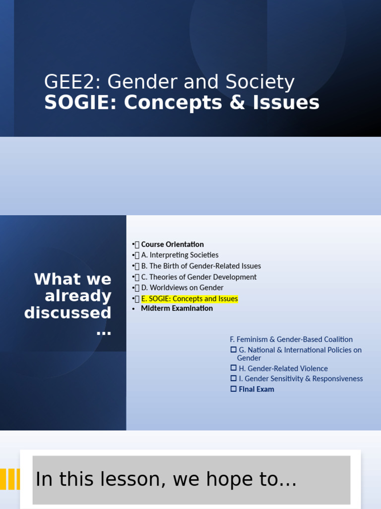 SOGIE: Concepts and Issues | PDF | Gender | Gender Studies