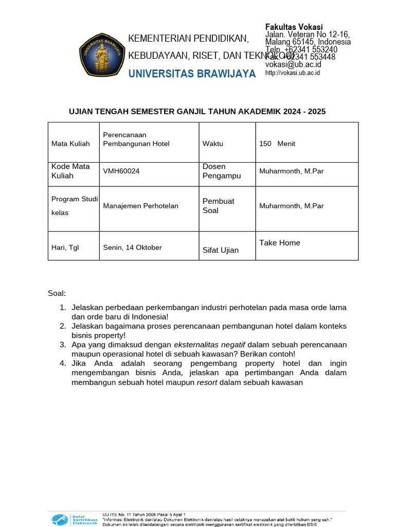 Validasi Dan Soal Uts Ganjil 2024-2025 | PDF