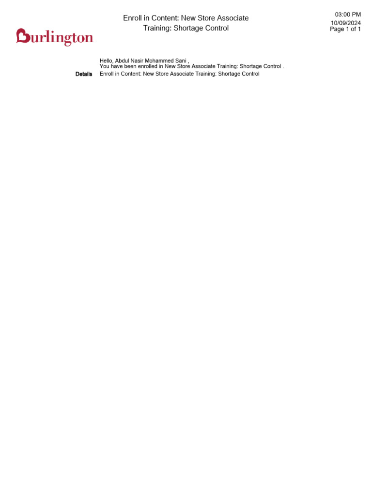 Enroll in Content New Store Associate Training Shortage Control | PDF