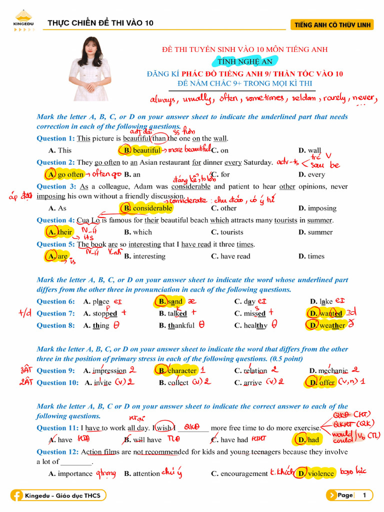 (CÔ THÙY LINH) HDG ĐỀ 06 - THỰC CHIẾN ĐỀ THI VÀO 10 | PDF