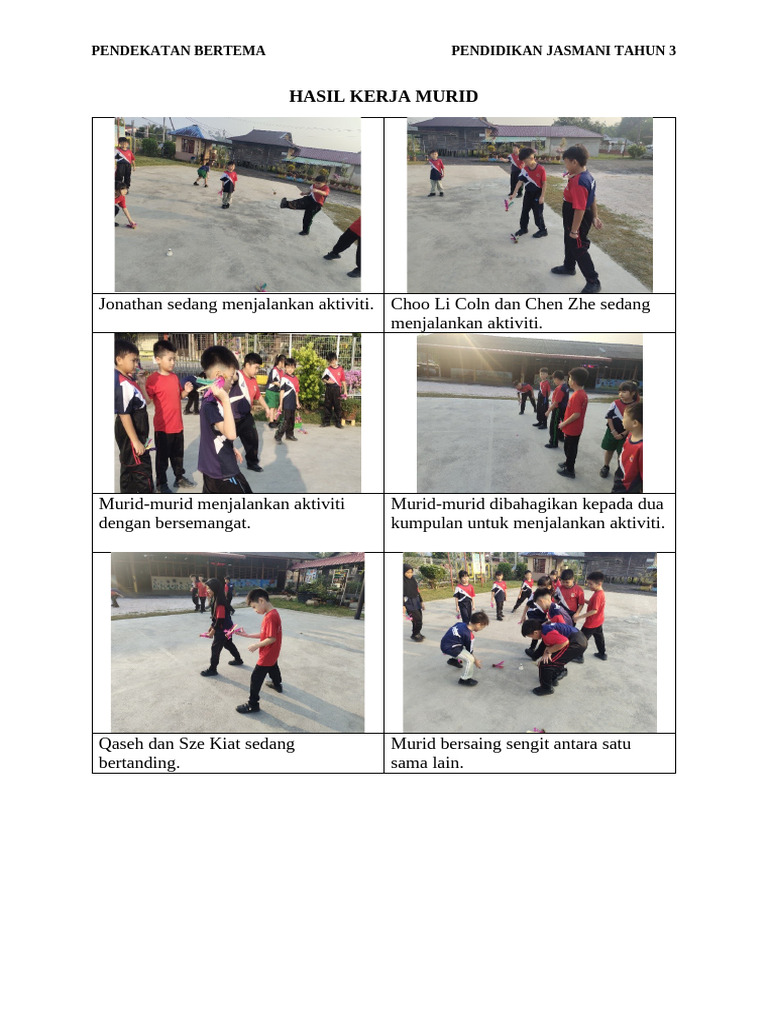 TEMPLATE - HASIL KERJA MURID PJ3 Bulan Julai | PDF