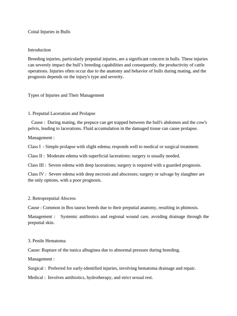 Coital Injuries in Bulls | PDF | Sheep | Cattle