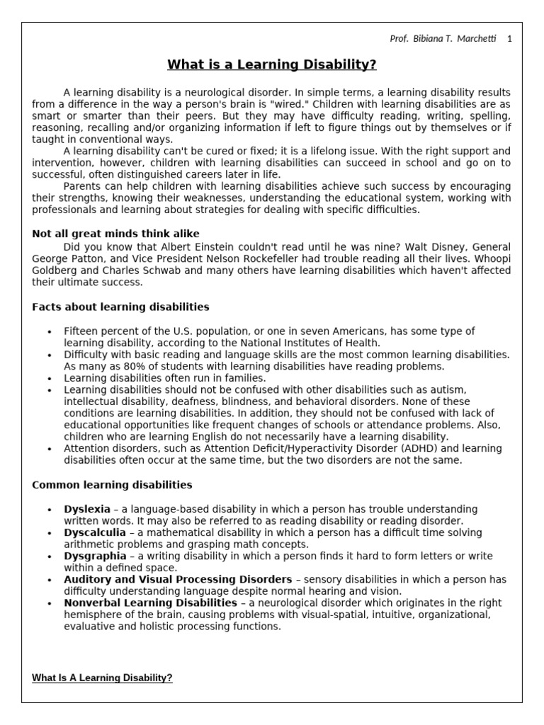 DETACHMENT - What Is A Learning Disability | PDF | Learning Disability | Disability