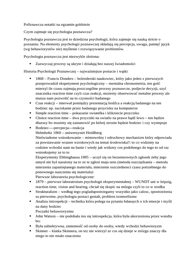 Poznawcza Notatki Na Egzamin | PDF