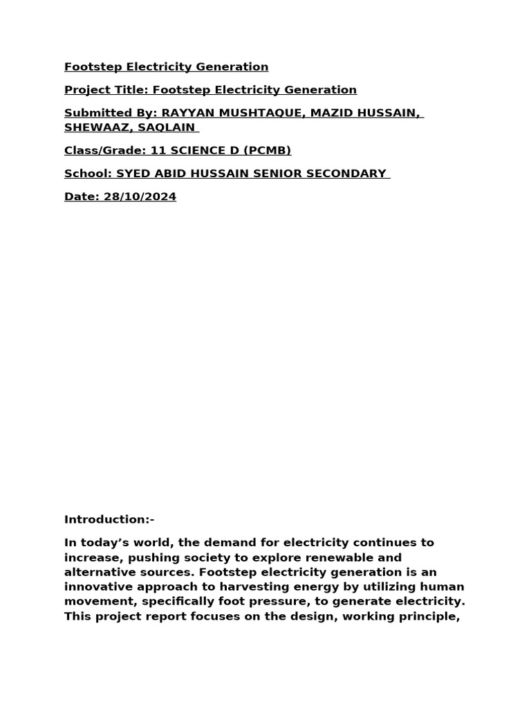 Footstep Electricity Generation 3ii | PDF | Direct Current | Electricity