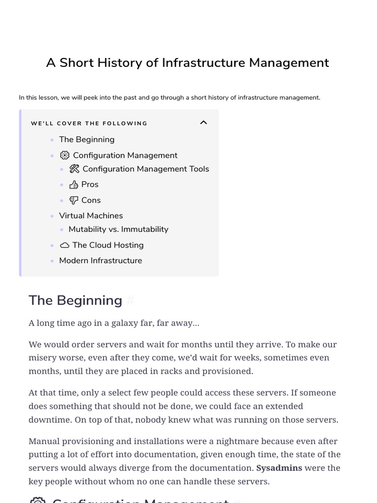 2_A_Short_History_of_Infrastructure_Management | PDF | Virtual Machine | Cloud Computing