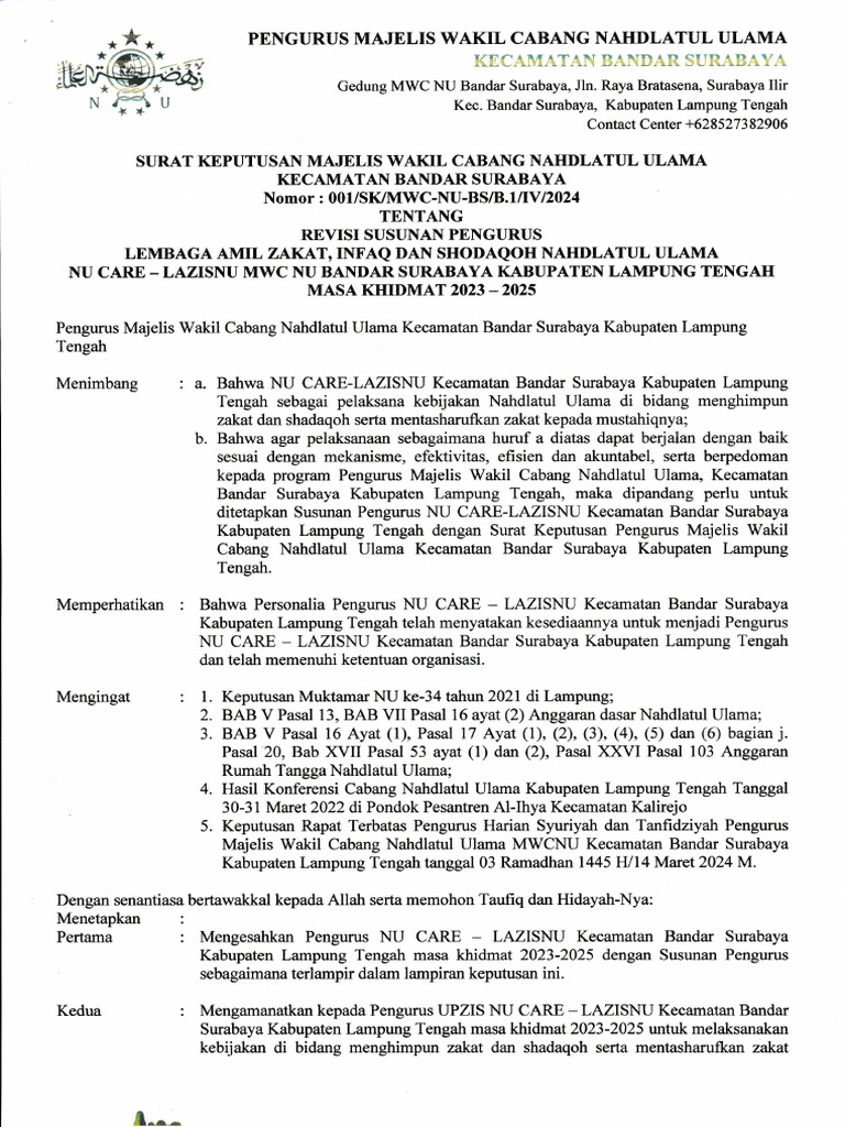 SK Lazisnu MWC Nu Bansur | PDF