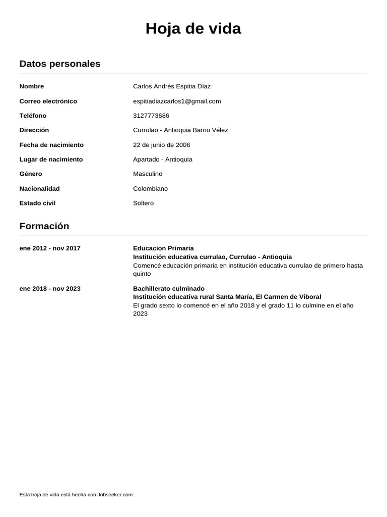 Hoja de Vida Carlos Andrés Espitia Díaz 23 - 10 - 2024 12 - 56 - 47 | PDF