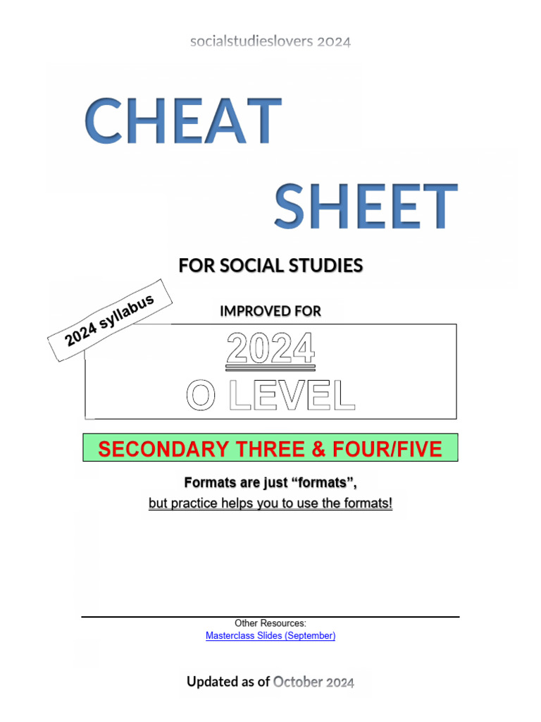 O-Level Social Studies Cheat Sheet | PDF | Singapore | World Politics