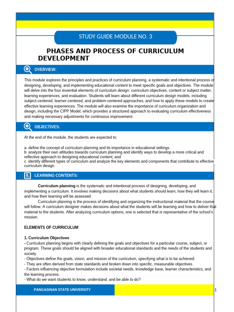 Phases of Curriculum Development Guide | PDF | Curriculum | Learning
