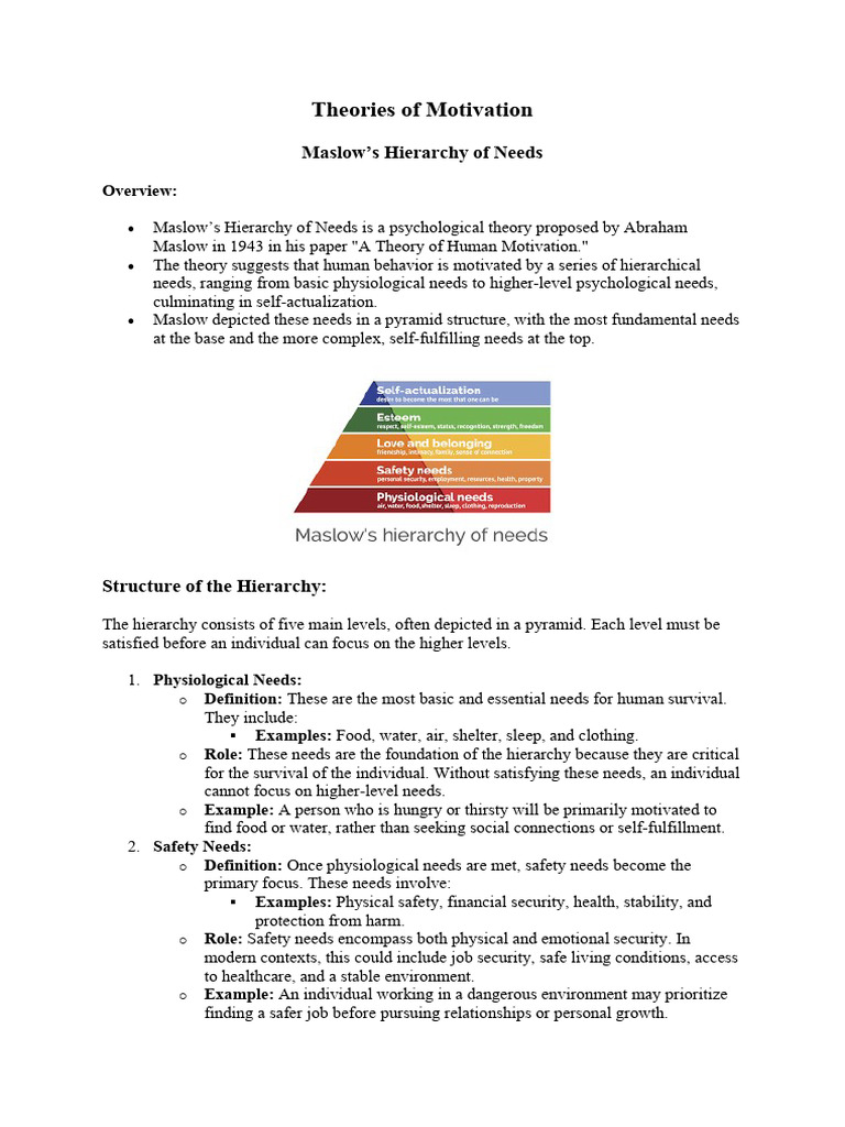 Theories of Motivation | PDF | Motivational | Motivation