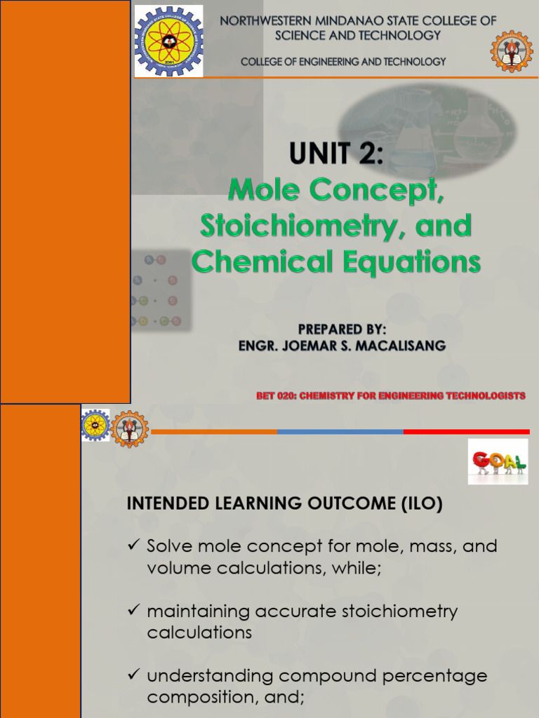 UNIT 2 Mole Concept Stoichiometry and Chemical Equations | PDF ...