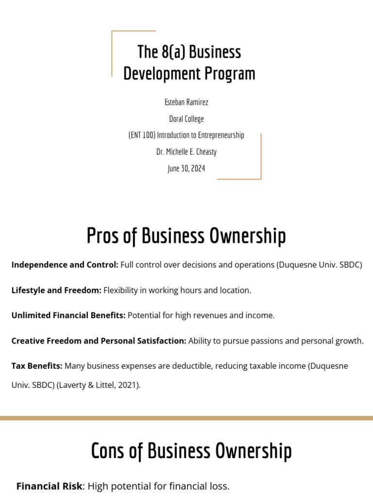 The 8 (A) Business Development Program | PDF | Tax Deduction | Small Business Administration