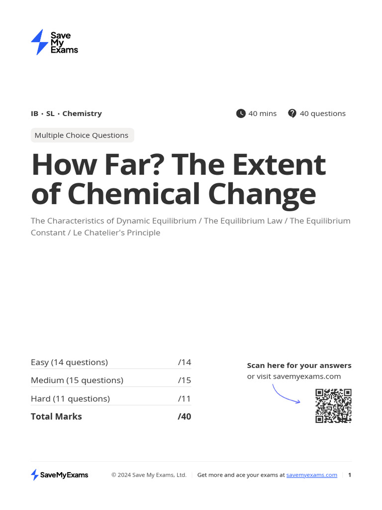 R2.3 MCQ | PDF | Chemical Equilibrium | Chemical Reactions