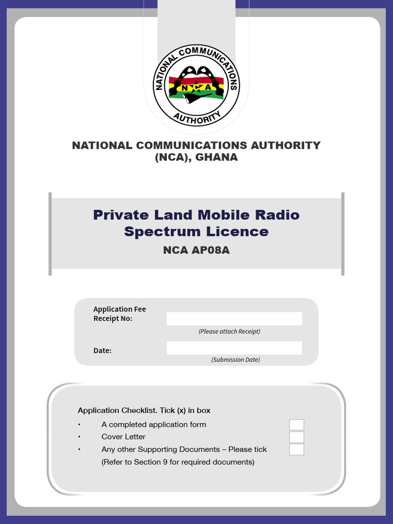 Ghana NCA Private Radio License Form | PDF | Antenna (Radio) | Duplex ...