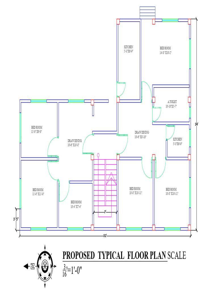 Proposed Typical Floor Plan: Scale ' 1'-0'' | PDF