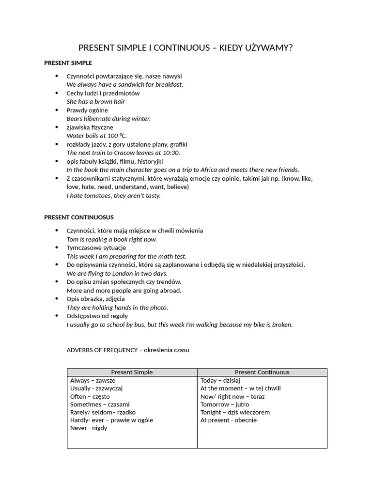 Present Simple I Continuous | PDF