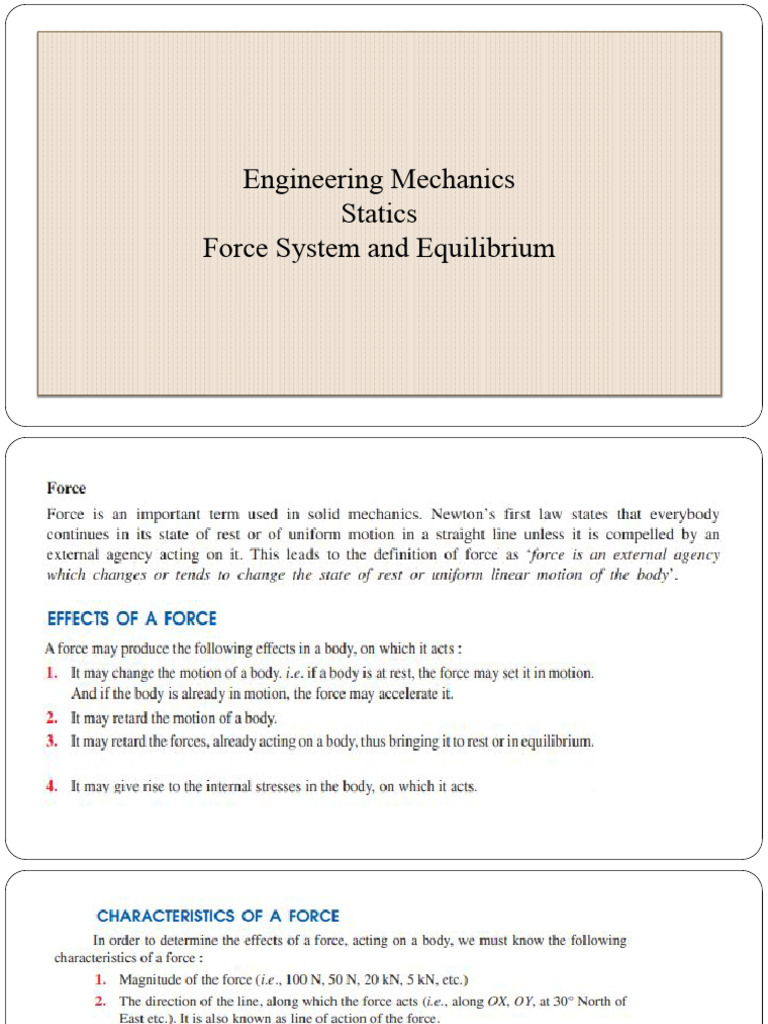 Force System and Equilibrium | PDF | Force | Euclidean Vector