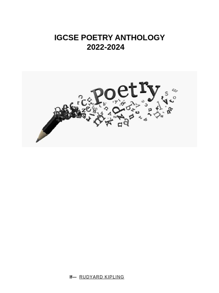 IGCSE Poem Anthology All Poems | PDF