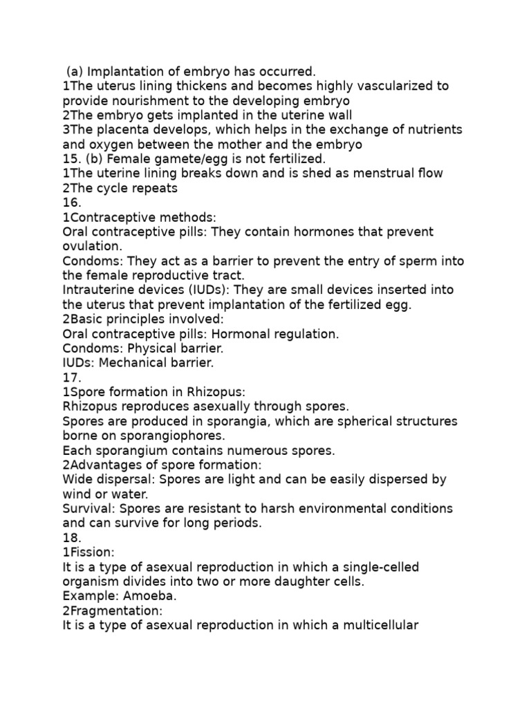(a) Implantation of embryo ha | PDF | Sexual Reproduction | Reproduction