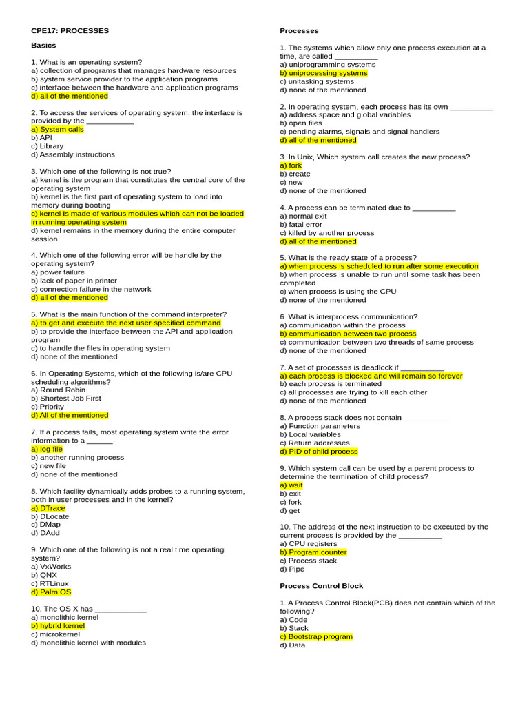 1 CPE17 Processes | PDF | Process (Computing) | Operating System