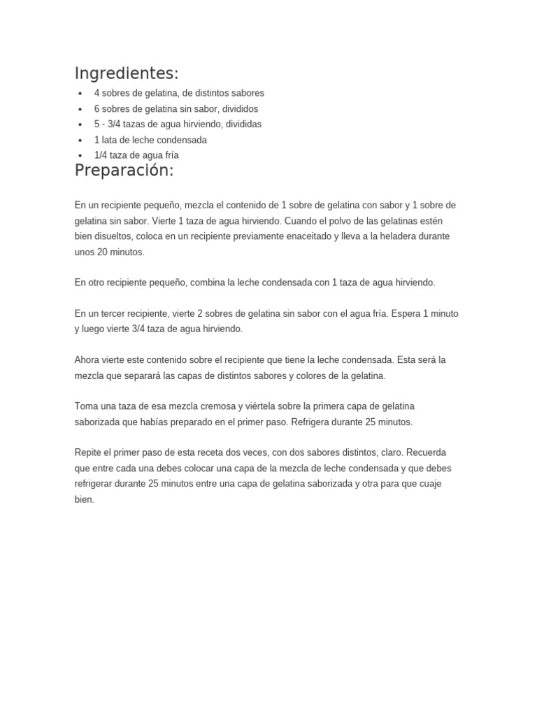 Receta de Postre de Colores | PDF