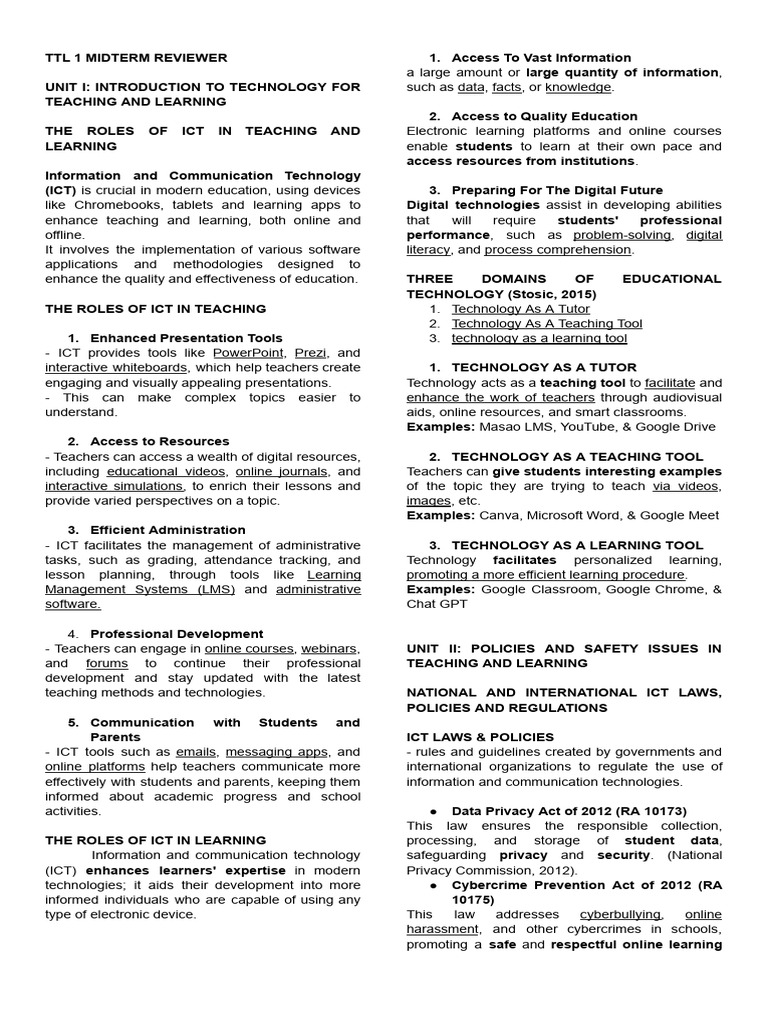 TTL 1 Midterm Reviewer | PDF | Educational Technology | Computer Security