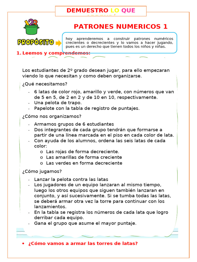 Ficha Mat Patrones Numericos 1 | PDF