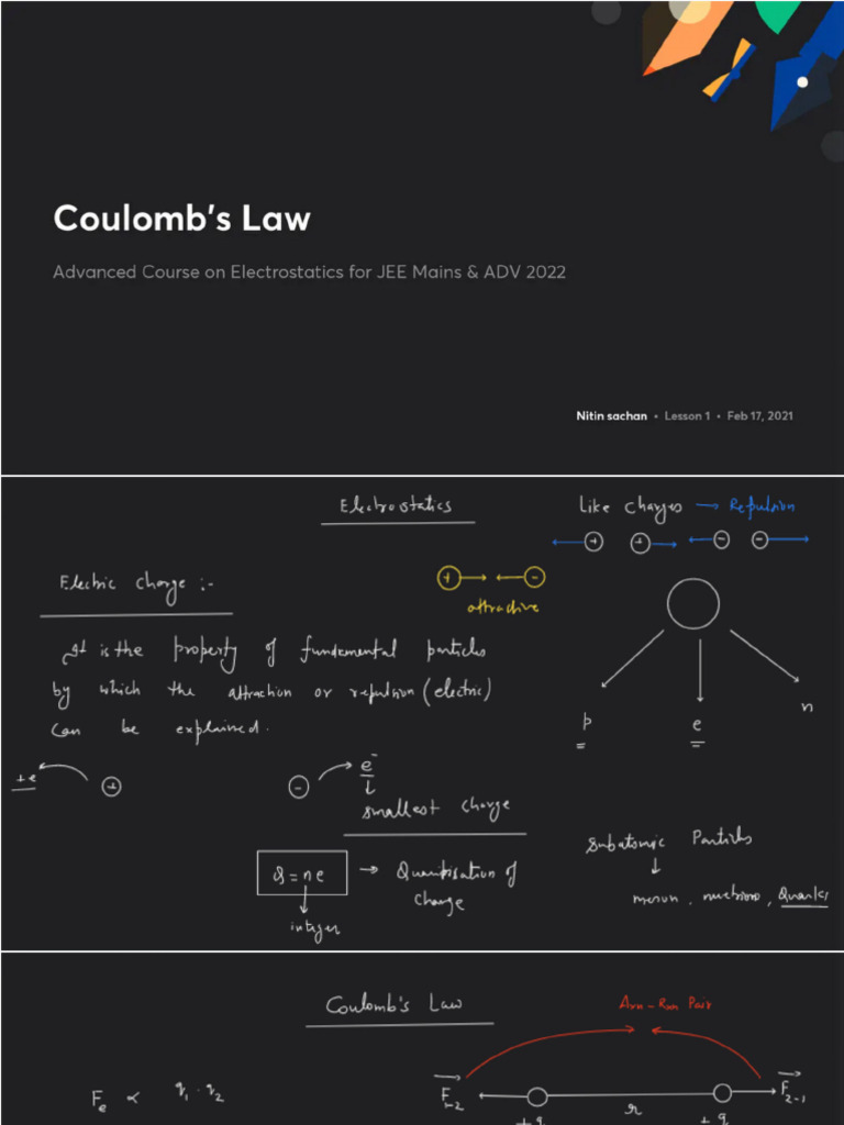 Nitin Sir Electrostatics Part1 Single Notes Pdf
