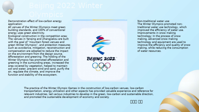 Low-Carbon Innovations in Winter Olympics | PDF