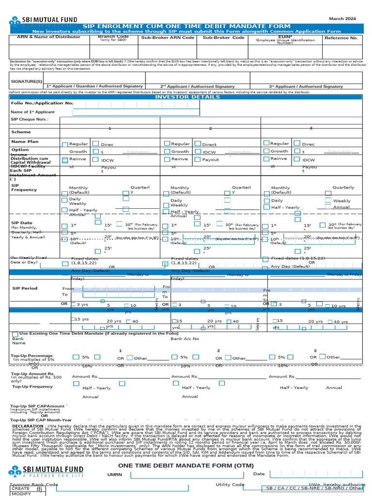 SIP Enrollment & Debit Mandate Form | PDF | Banks | Debit Card