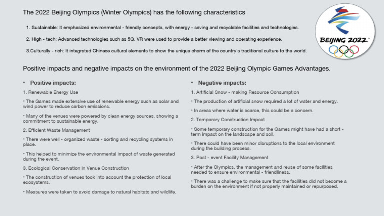2022 Beijing Olympics: Environmental Impact Analysis | PDF ...