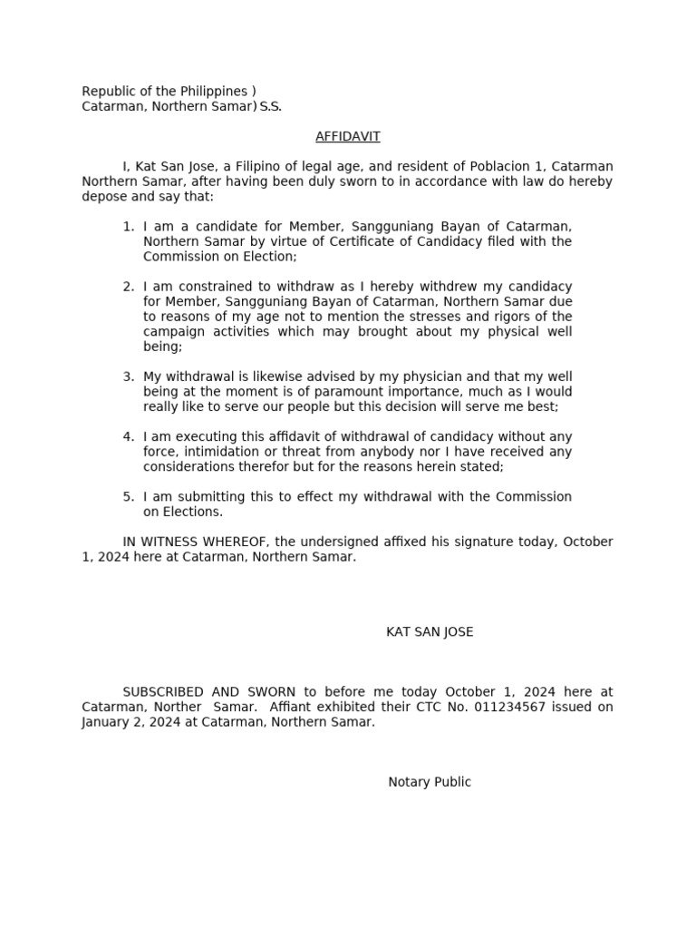 Withdrawal of Candidacy | PDF