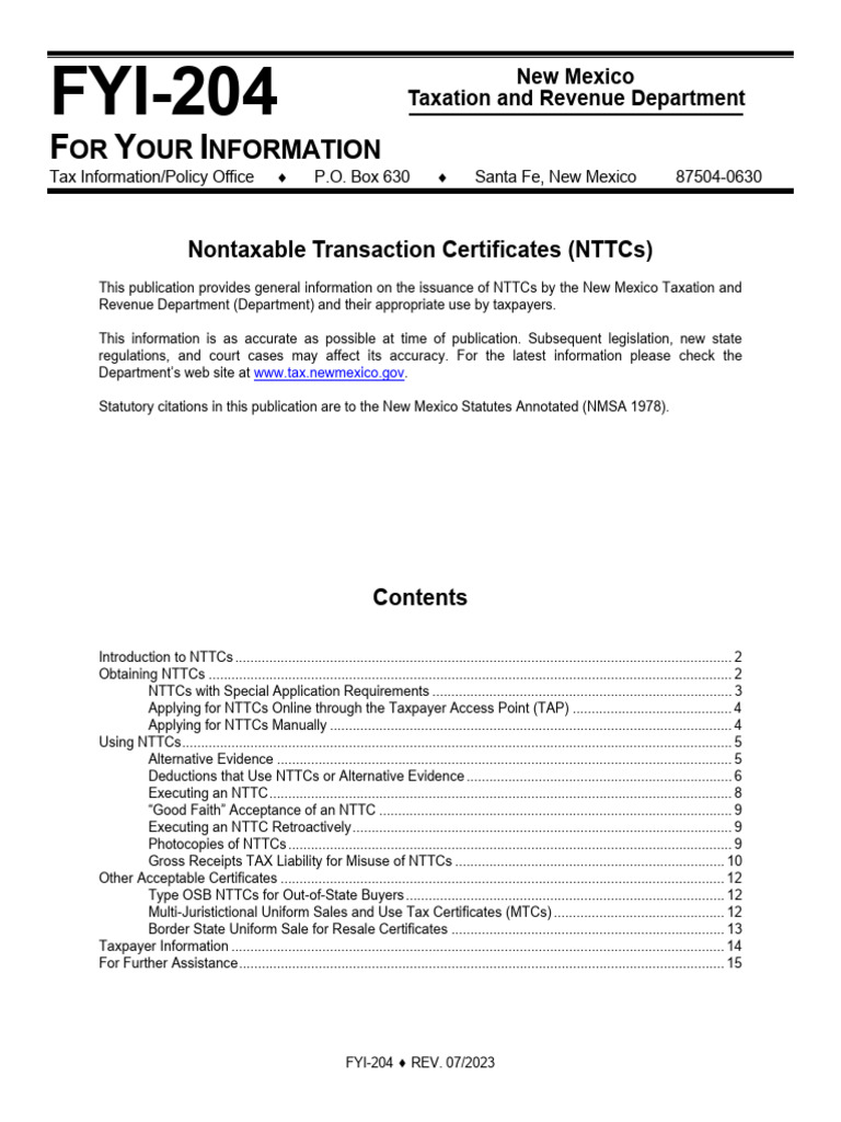 FYI-204 | PDF | Taxes | Use Tax