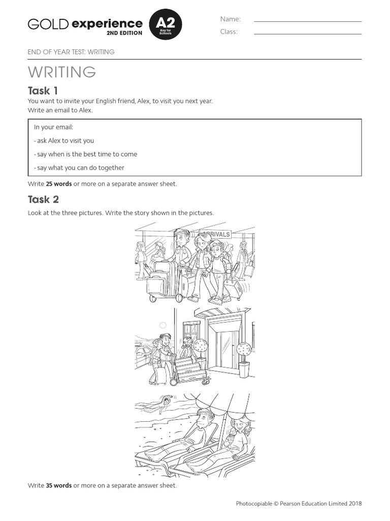 Gold Exp A2 EoY WritingSpeaking | PDF