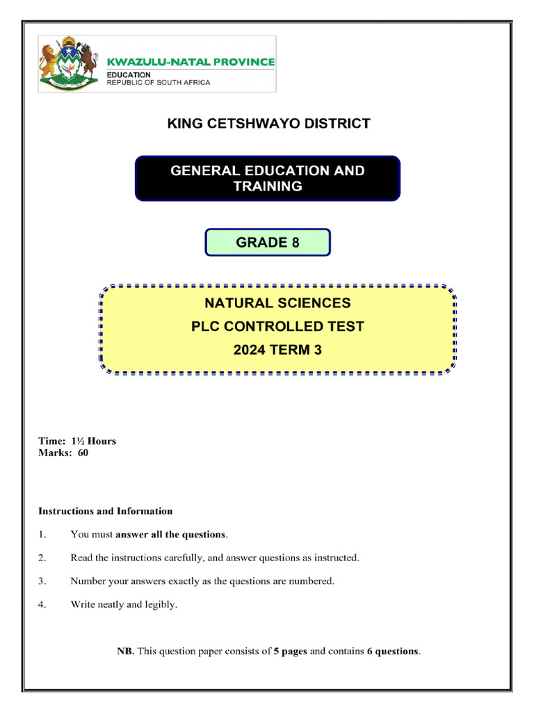 NS GRADE 8 FINAL 20244 | PDF | Electricity | Atoms