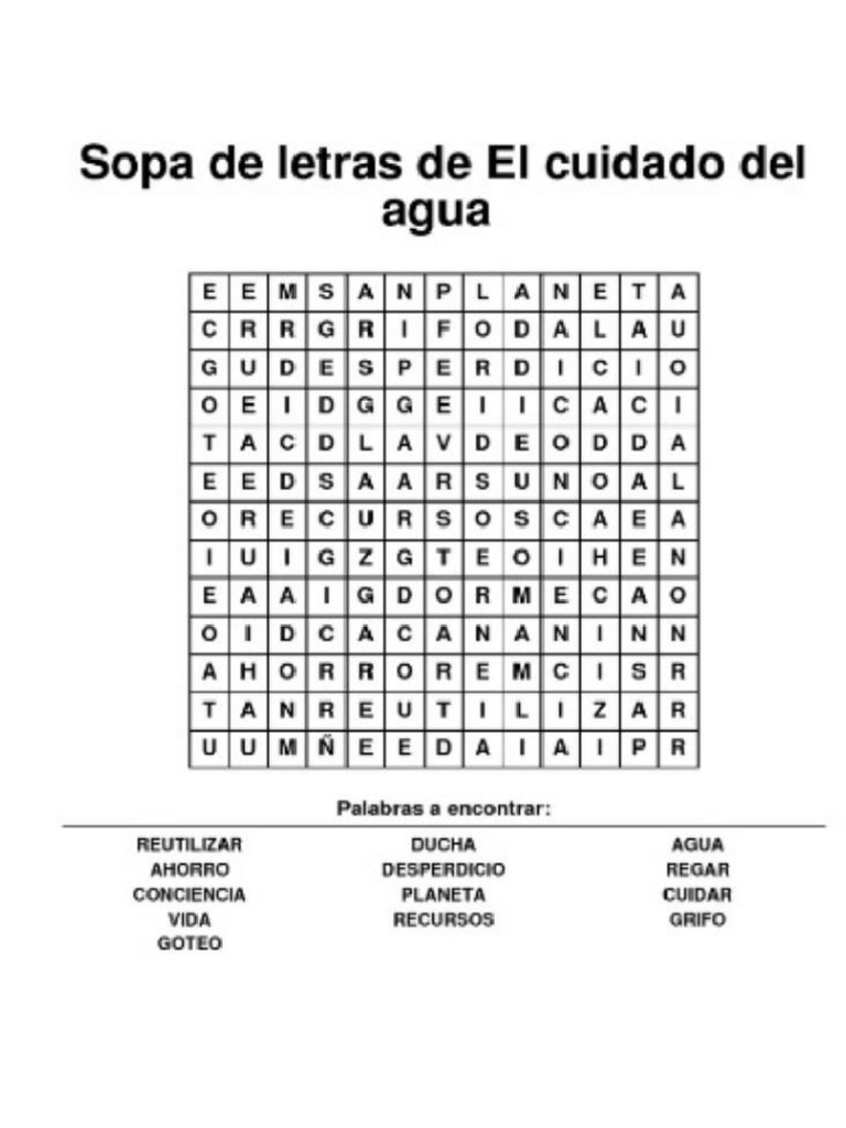 SOPA DE LETRAS AGUA | PDF