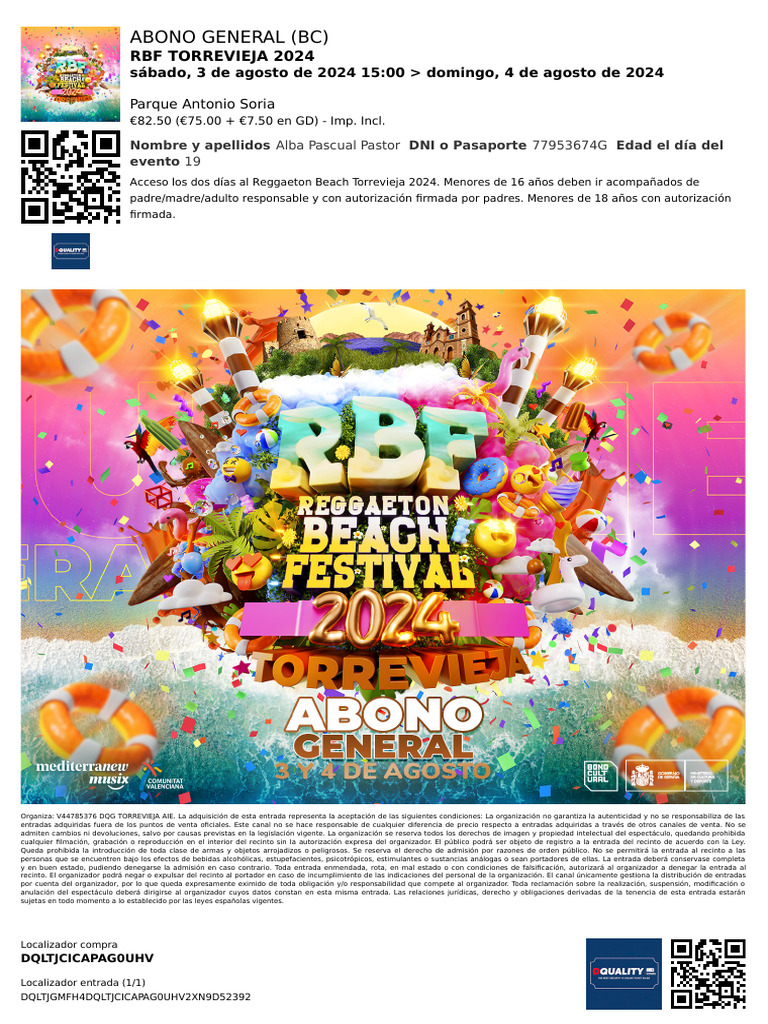 Entrada Reggaeton Beach Torrevieja 2024 | PDF | Justicia | Crimen y ...