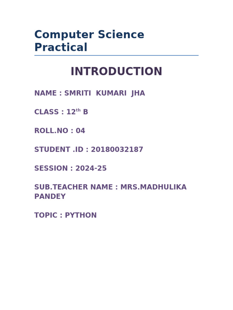 Computer Science Practical | PDF