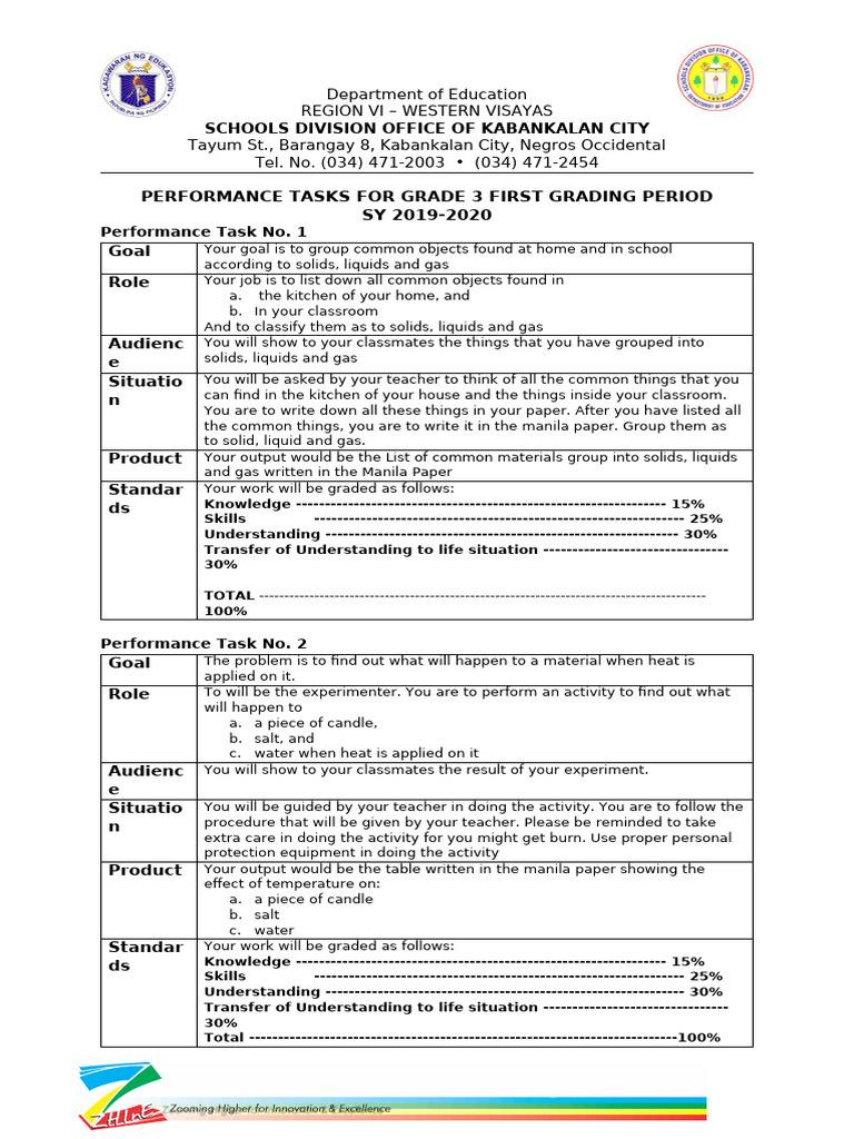 Performance-Tasks-First-Grading | PDF | Cognition | Cognitive Science