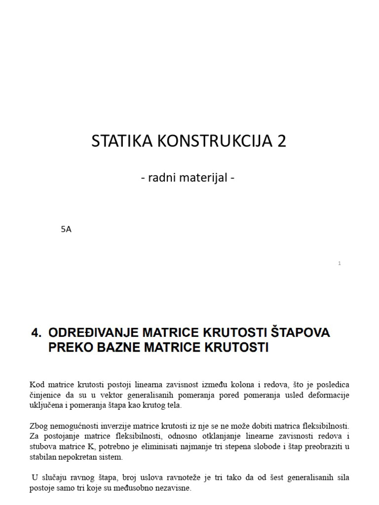 Statika Konstrukcija 2: - Radni Materijal | PDF