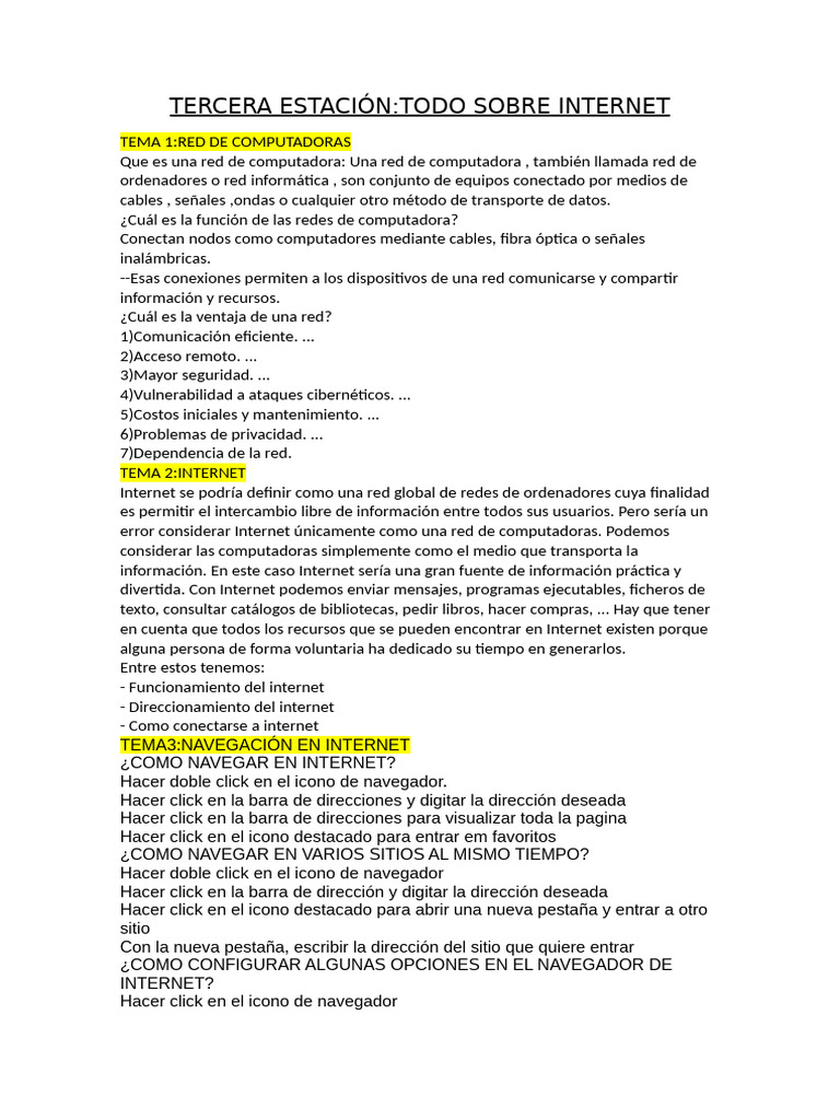 trabajo de informatica basica | PDF | Red de computadoras | Internet trabajo de informatica basica | PDF | Red de computadoras | Internet